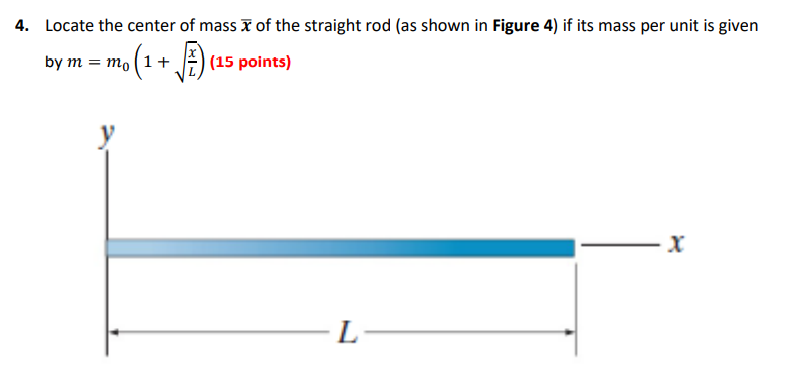 Solved 4. Locate the center of mass i of the straight rod | Chegg.com