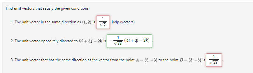 Solved Find unit vectors that satisfy the given conditions: | Chegg.com
