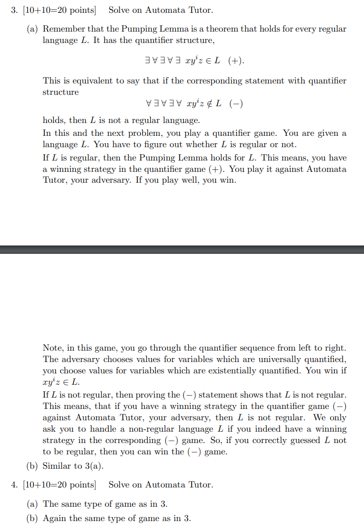 Solved 3. [10+10=20 points ] Solve on Automata Tutor. (a) | Chegg.com