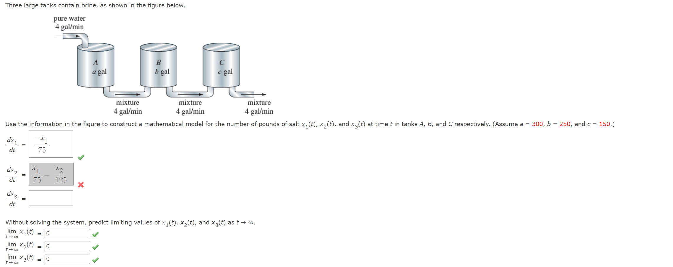 Solved Three large tanks contain brine, as shown in the | Chegg.com