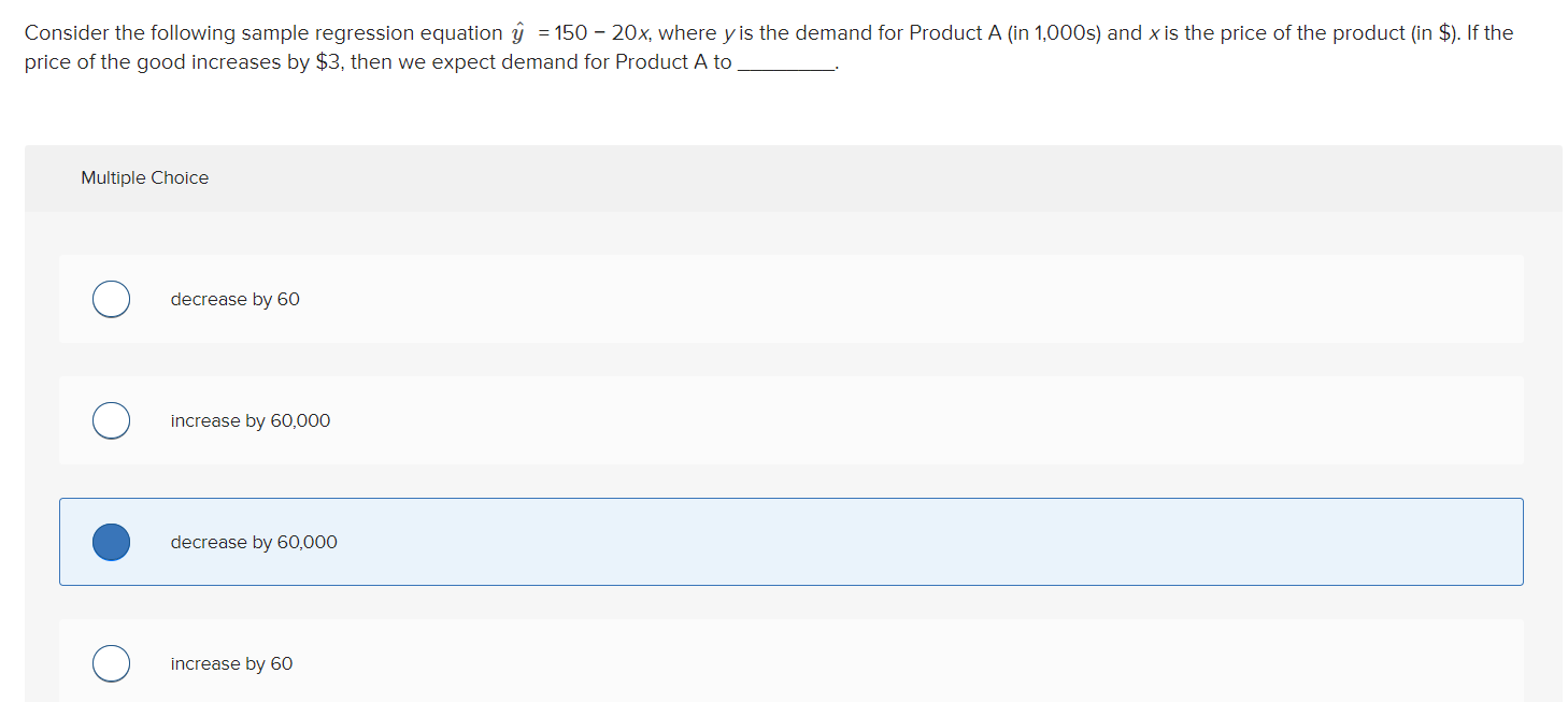Solved Consider the following sample regression equation | Chegg.com