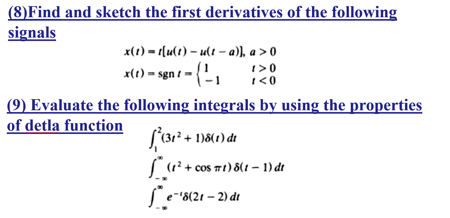 Solved (8)Find and sketch the first derivatives of the | Chegg.com
