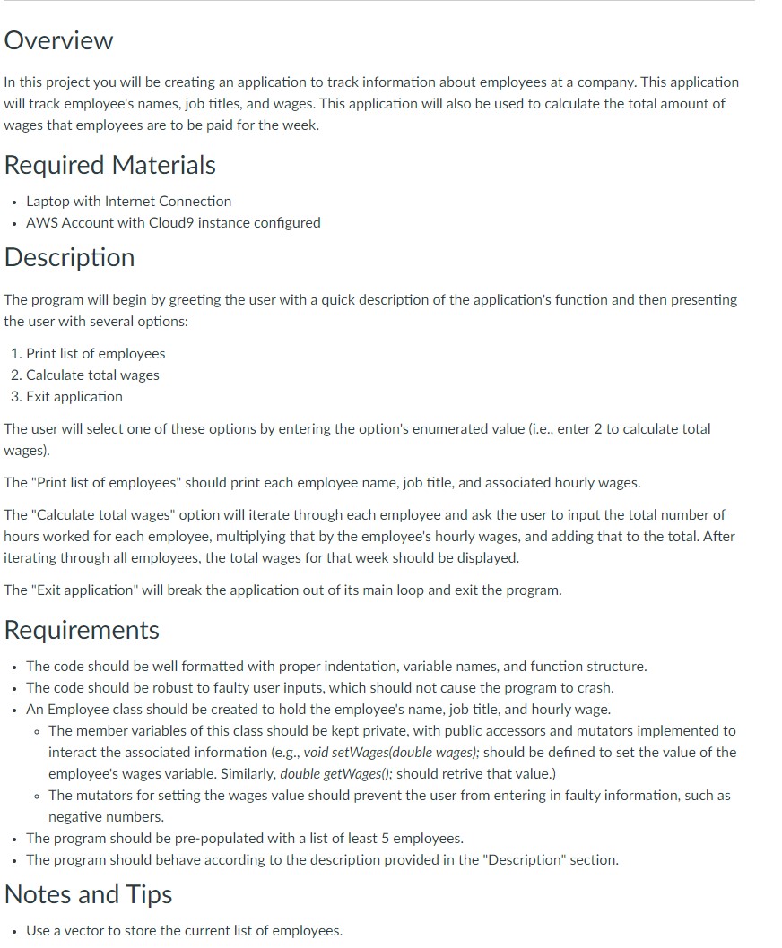 Solved Overview In this project you will be creating an | Chegg.com