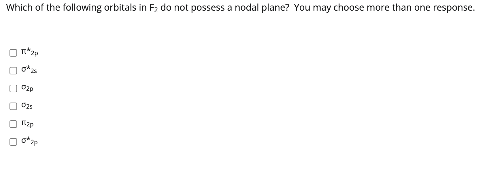 High Quality SOLUTION Which of the following orbitals in F_(2) ﻿do not | Chegg.com