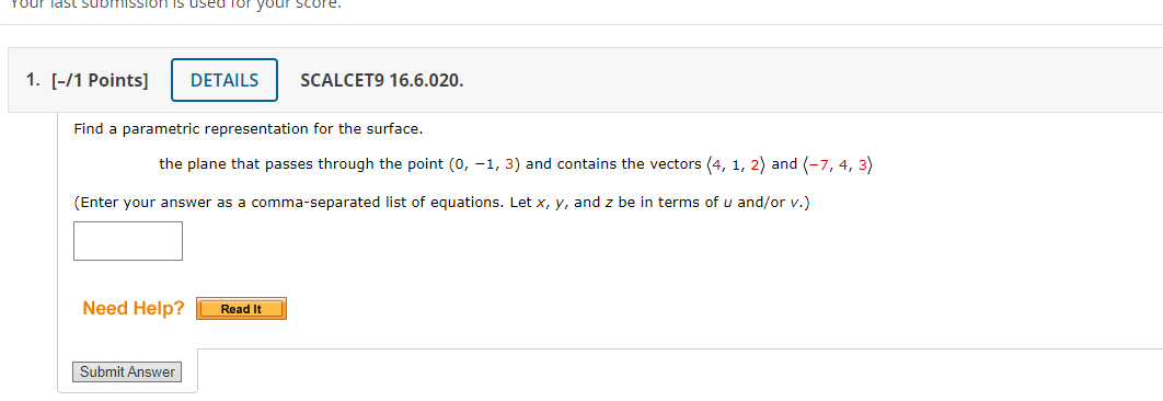 Solved Find A Parametric Representation For The Surface The
