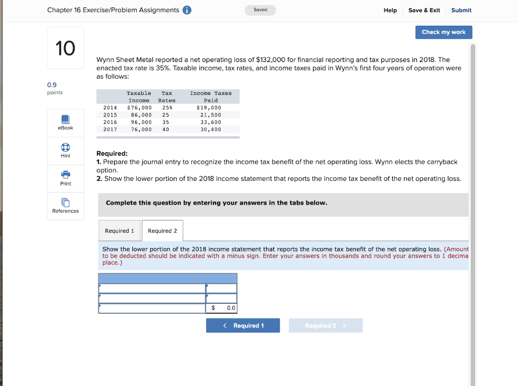 Solved Chapter 16 Exercise/Problem Assignments i Saved Help | Chegg.com