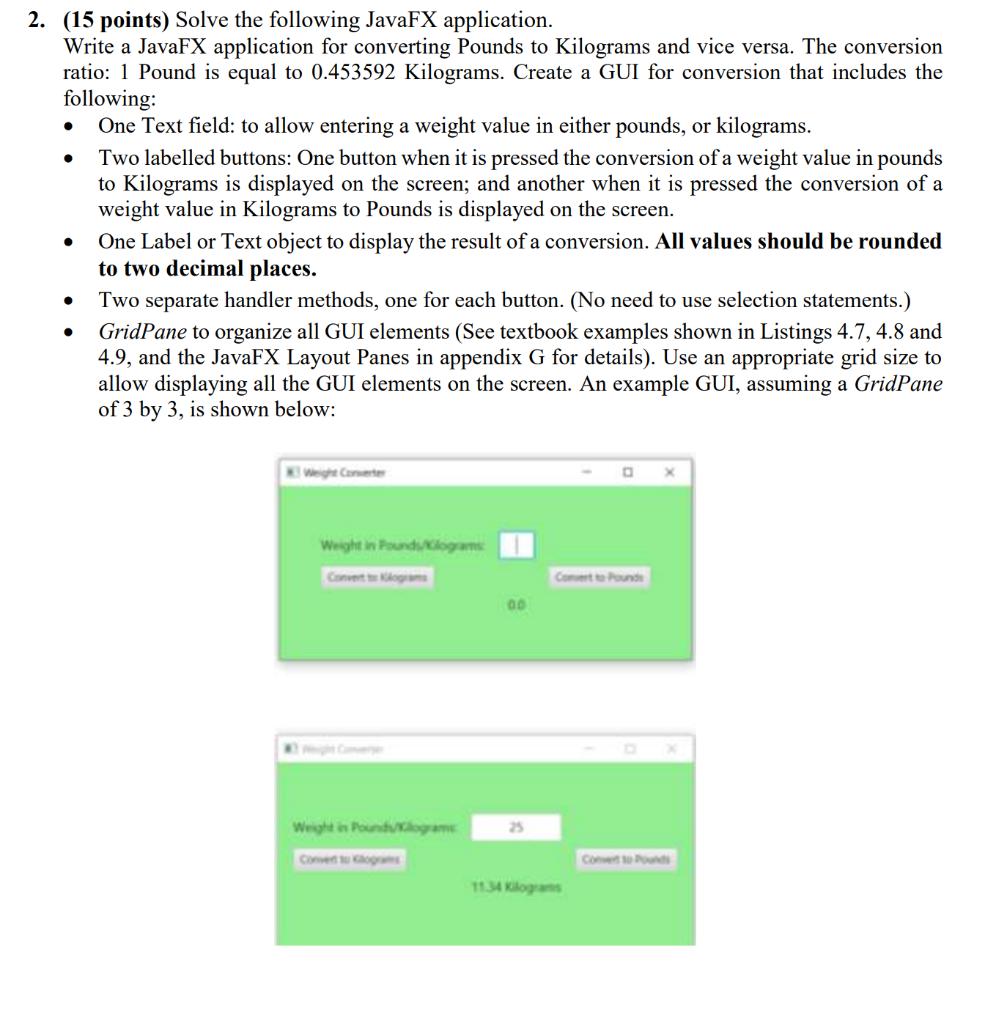Solved 2. (15 points) Solve the following JavaFX | Chegg.com