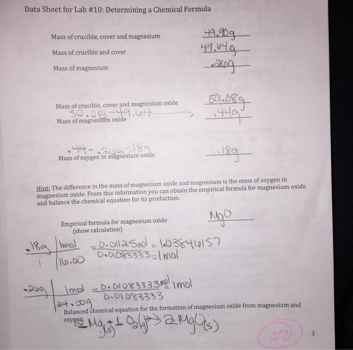 Solved Data Sheet For Lab 10 Determining A Chemical Chegg