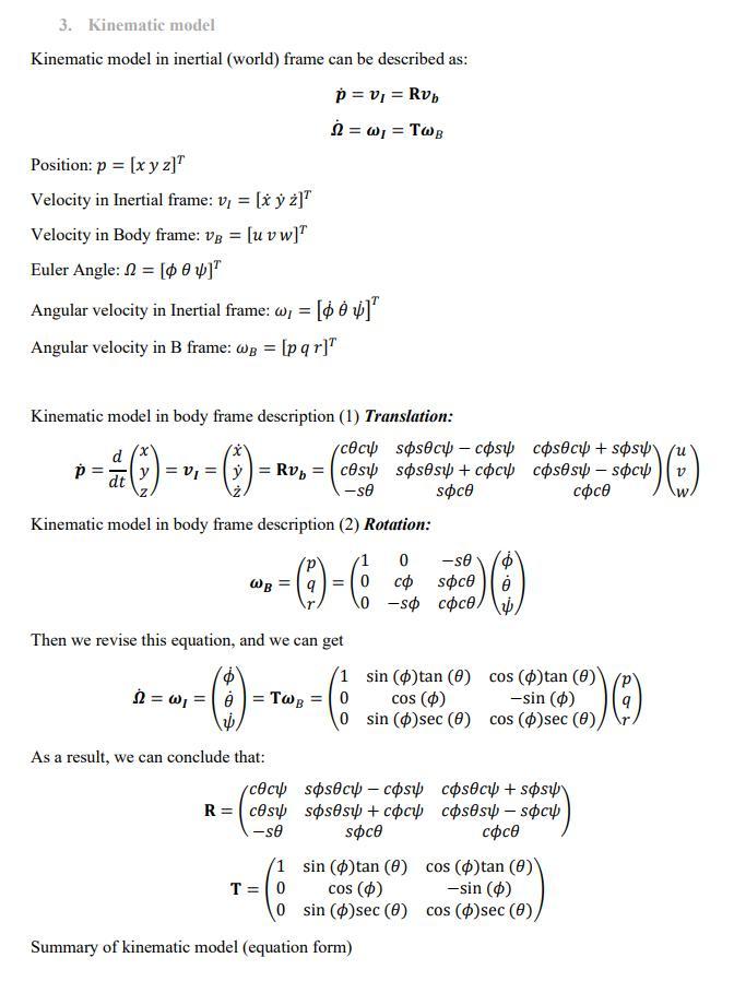 Kinematic model in inertial (world) frame can be | Chegg.com