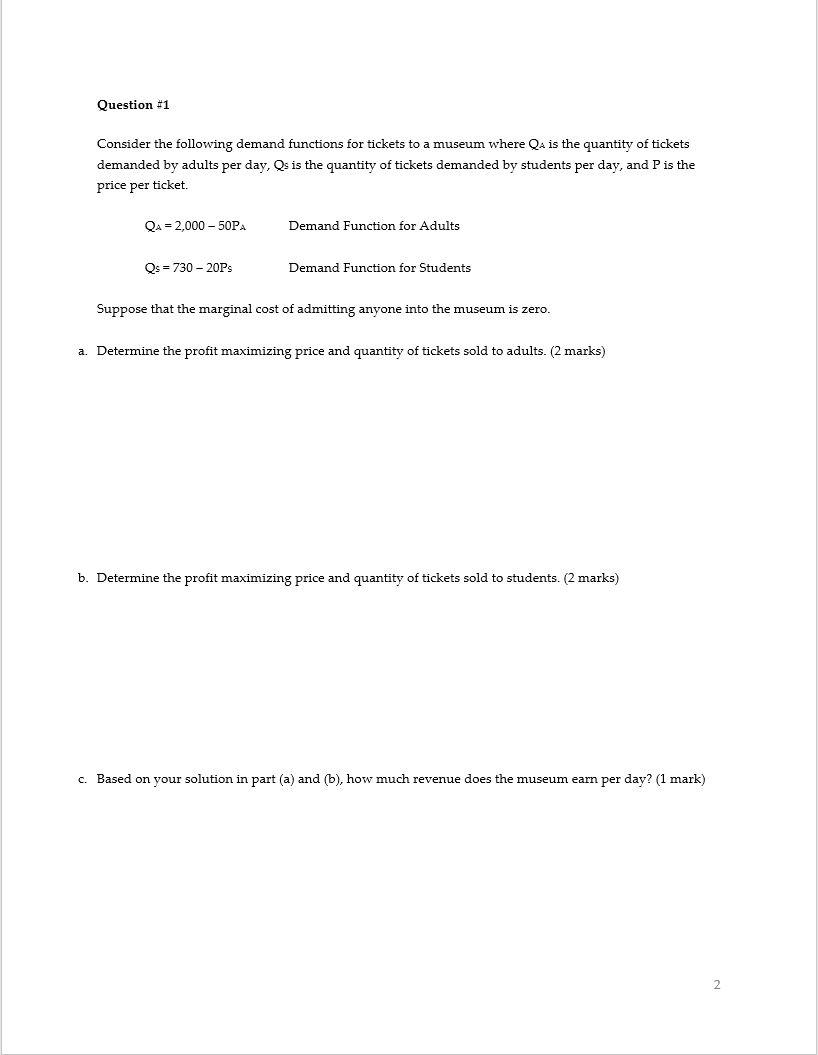 Solved Question #1 Consider the following demand functions | Chegg.com