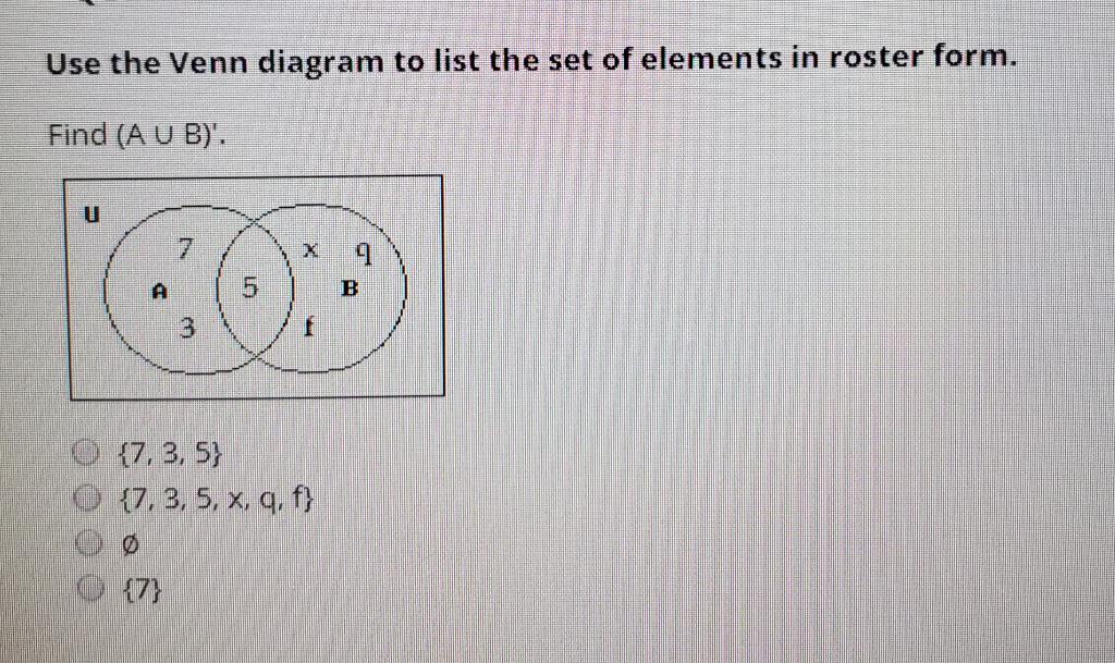 Solved Use the Venn diagram to list the set of elements in | Chegg.com