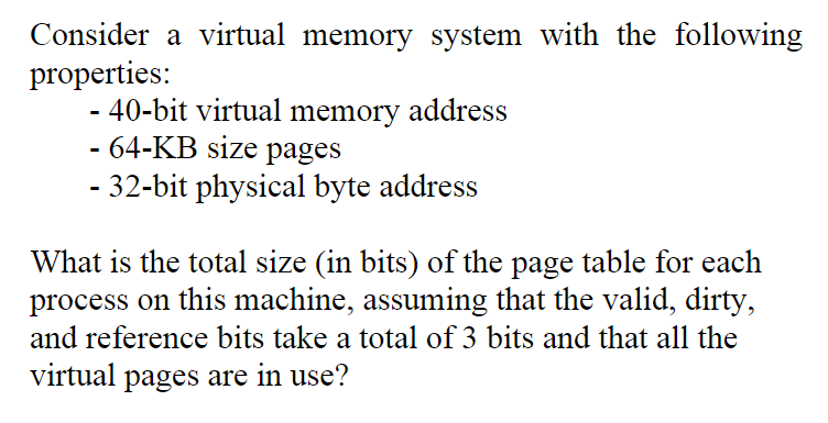 Consider a virtual memory system with the following | Chegg.com