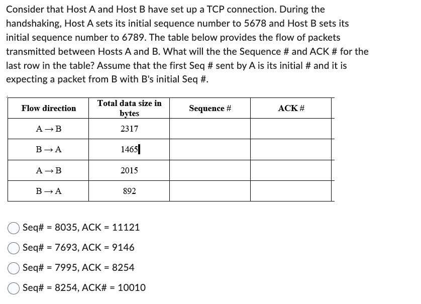 Solved Consider That Host A And Host B Have Set Up A Tcp