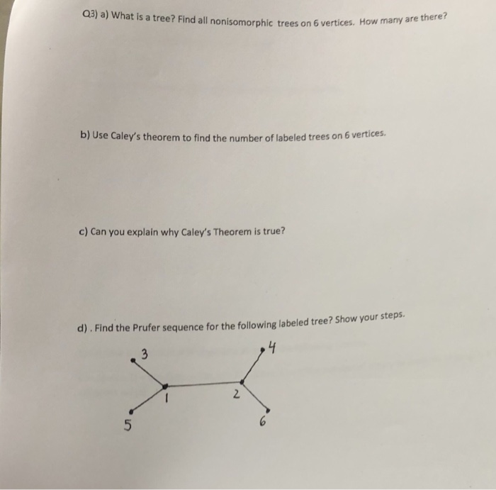 Q3) a) What is a tree? Find all nonisomorphic trees | Chegg.com
