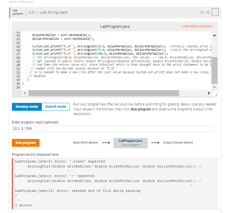 Solved 2.21 LAB: Driving costs Driving is expensive. Write a | Chegg.com