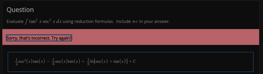 Solved Question Evaluate / tan” x sec x dx using reduction | Chegg.com