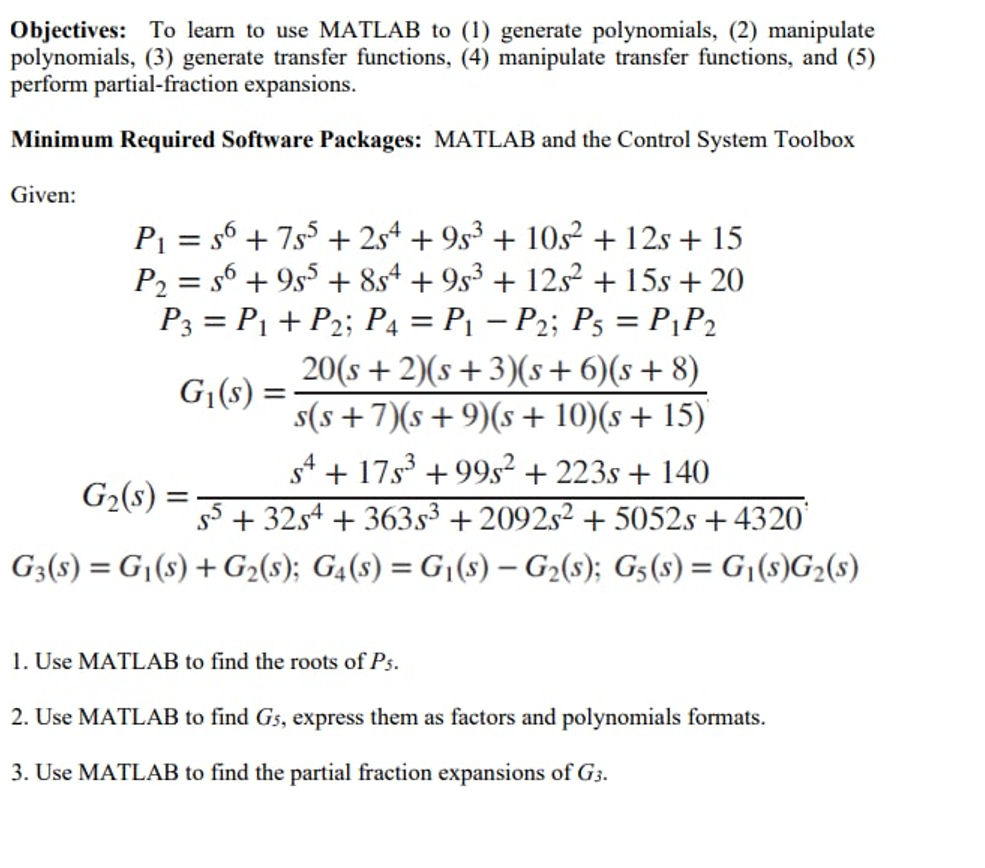 Solved Objectives: To ﻿learn to ﻿use MATLAB to (1) ﻿generate | Chegg.com