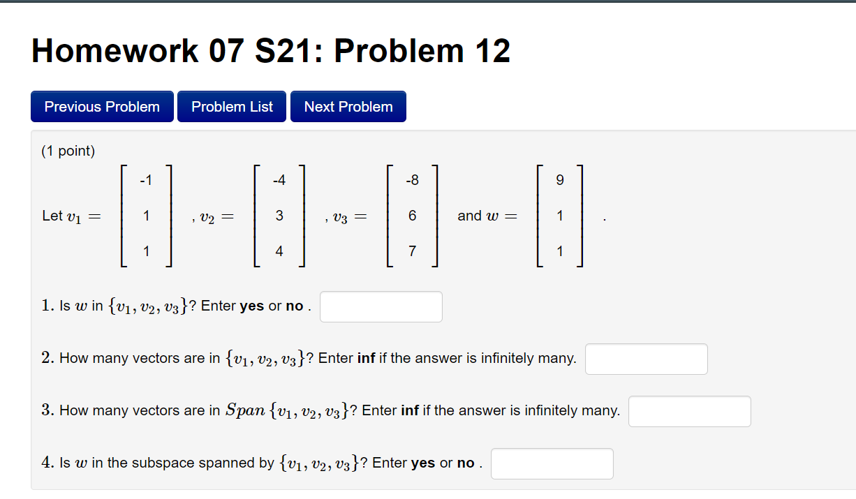 Solved Homework 07 S21: Problem 12 Previous Problem Problem | Chegg.com