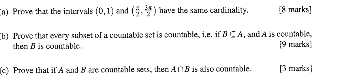 Solved (a) Prove that the intervals (0,1) and (2π,23π) have | Chegg.com