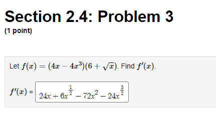 Solved Let f(x)=(4x-4x3)(6+x2) | Chegg.com