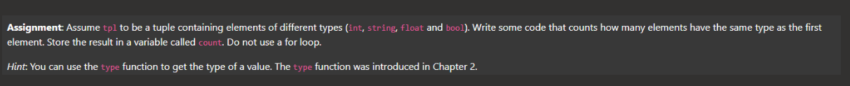Solved Assignment: Assume tpl to be a tuple containing | Chegg.com