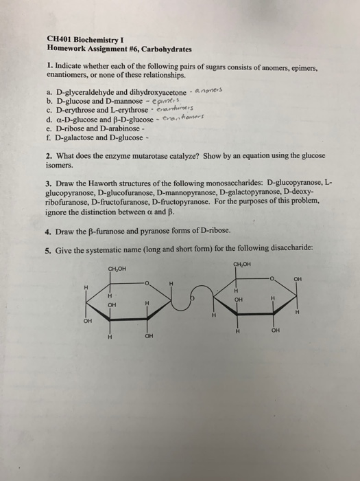 Solved CH401 Biochemistry I Homework Assignment #6, | Chegg.com