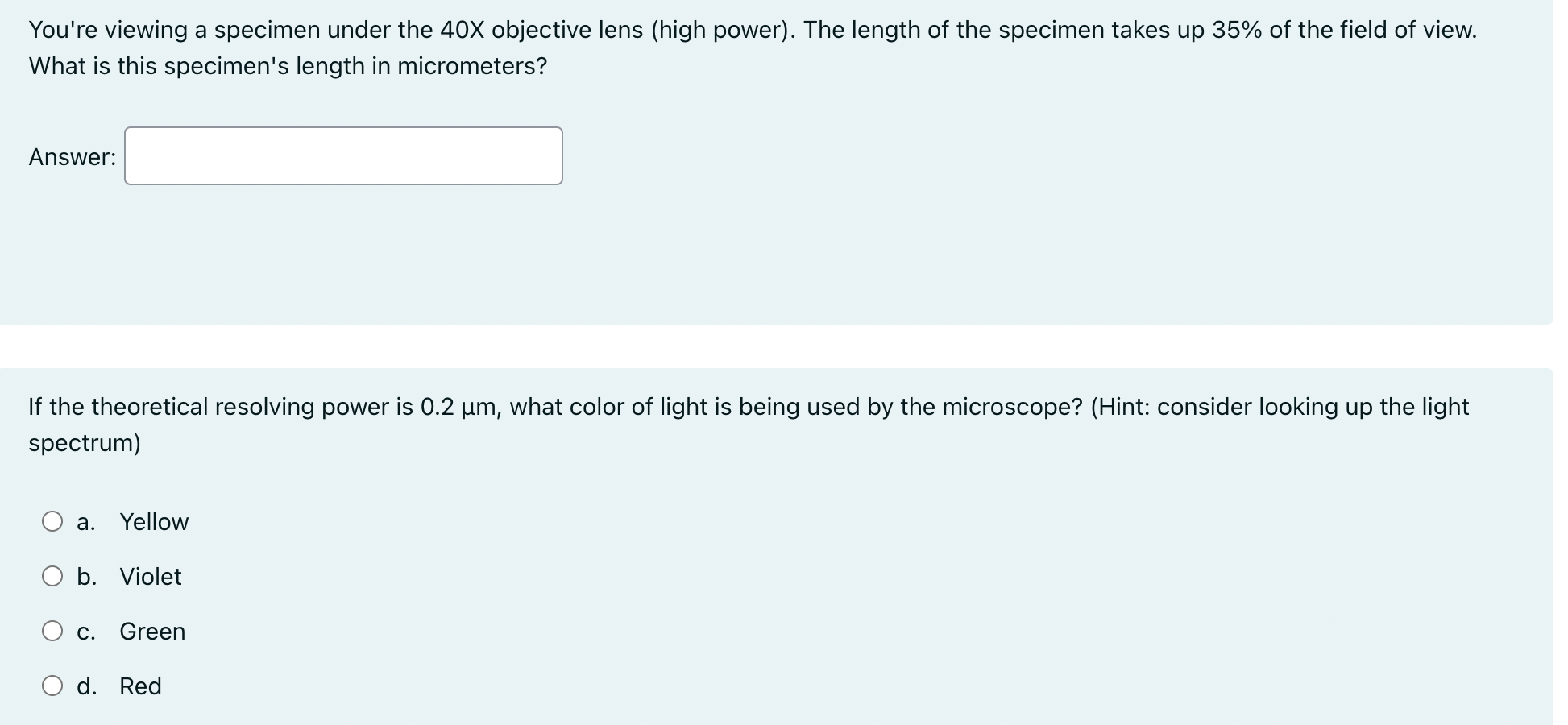 Solved You're viewing a specimen under the 40X objective | Chegg.com