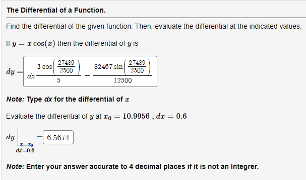 Solved The Differential of a Function. Find the differential | Chegg.com
