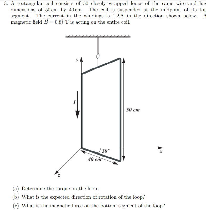 Solved 3. A rectangular coil consists of 50 closely wrapped | Chegg.com