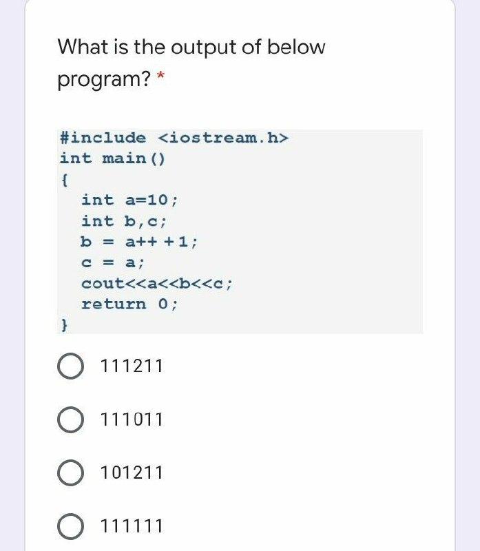 Solved What is the output of below program? * #include int | Chegg.com