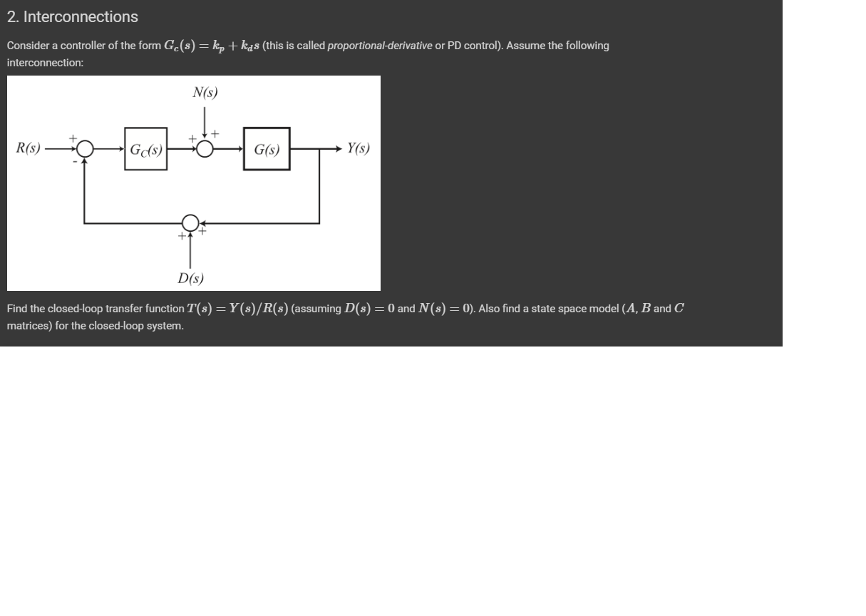 Solved 2. Interconnections Consider a controller of the form | Chegg.com