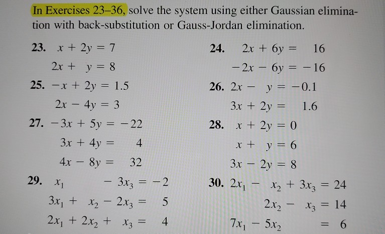 Solved System of Linear Equations and Methods of Gaussian | Chegg.com