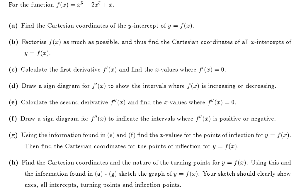 Solved For the function f(x) = x5 – 2x3 + x. (a) Find the | Chegg.com
