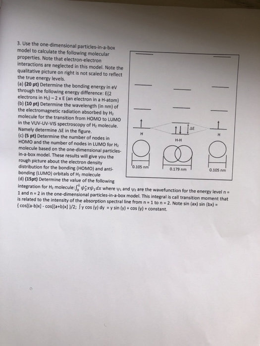 Solved 3. Use the one-dimensional particles-in-a-box model | Chegg.com