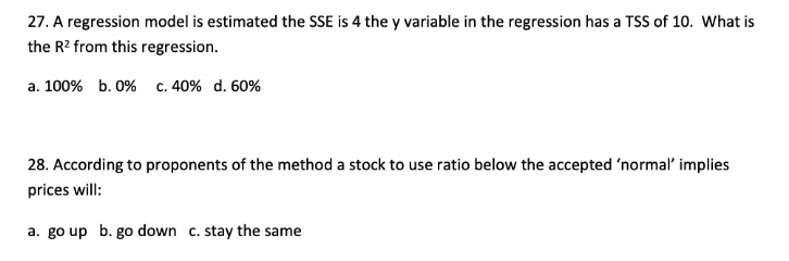 Solved 27. A regression model is estimated the SSE is 4 the | Chegg.com