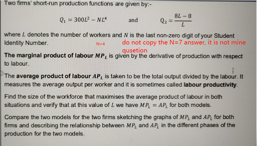 Solved Two firms' short-run production functions are given | Chegg.com