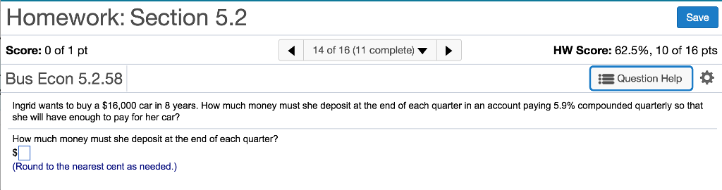 Solved Homework Section 5 2 Save Score 0 Of 1 Pt 14 Of 16