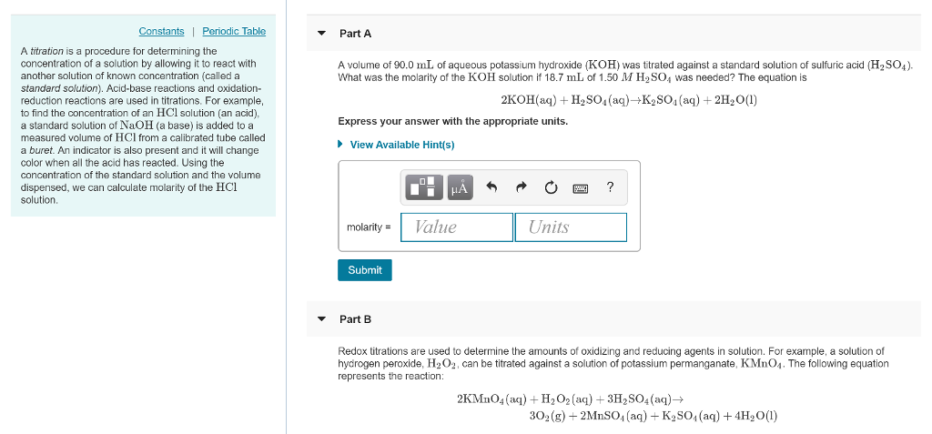 Solved Constants | Periodic Table Part A A titra | Chegg.com