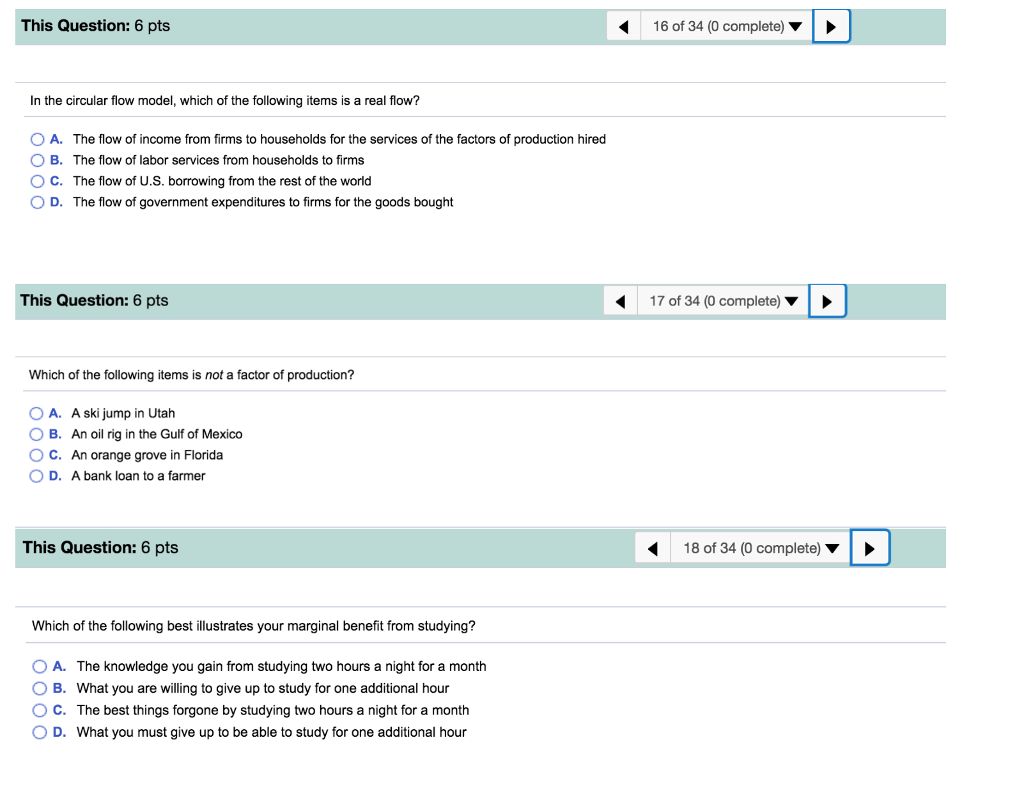 Solved This Question: 6 pts 16 of 34 (0 complete) In the | Chegg.com