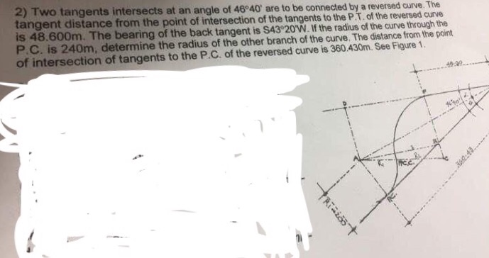 Solved Two tangents intersects at an angle of 46 degree 40' | Chegg.com