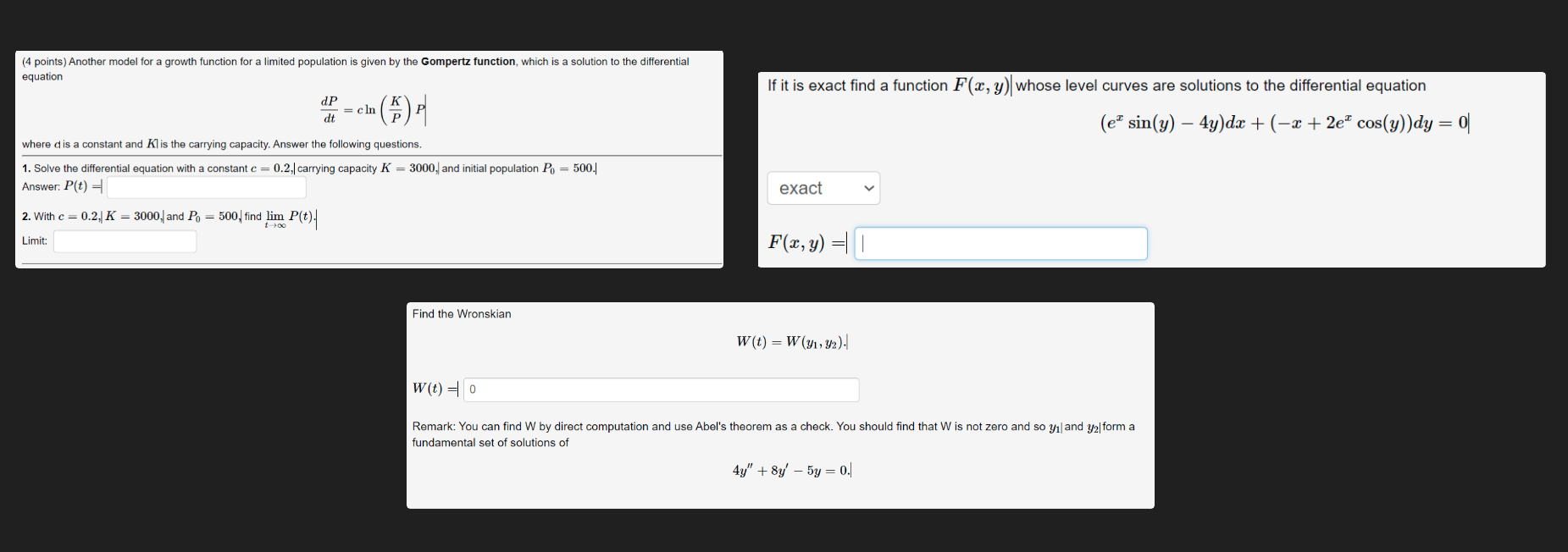Solved W(t) = Remark: You can find W by direct computation | Chegg.com
