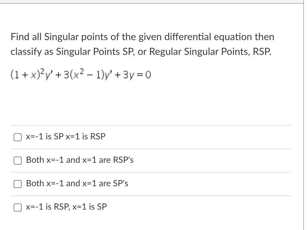 Solved Find all Singular points of the given differential | Chegg.com