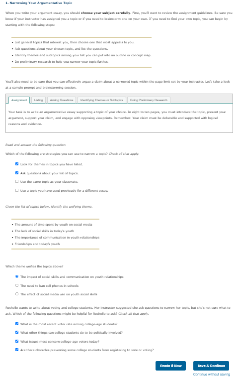 Solved 1. Narrowing Your Argumentative Topic When you write | Chegg.com