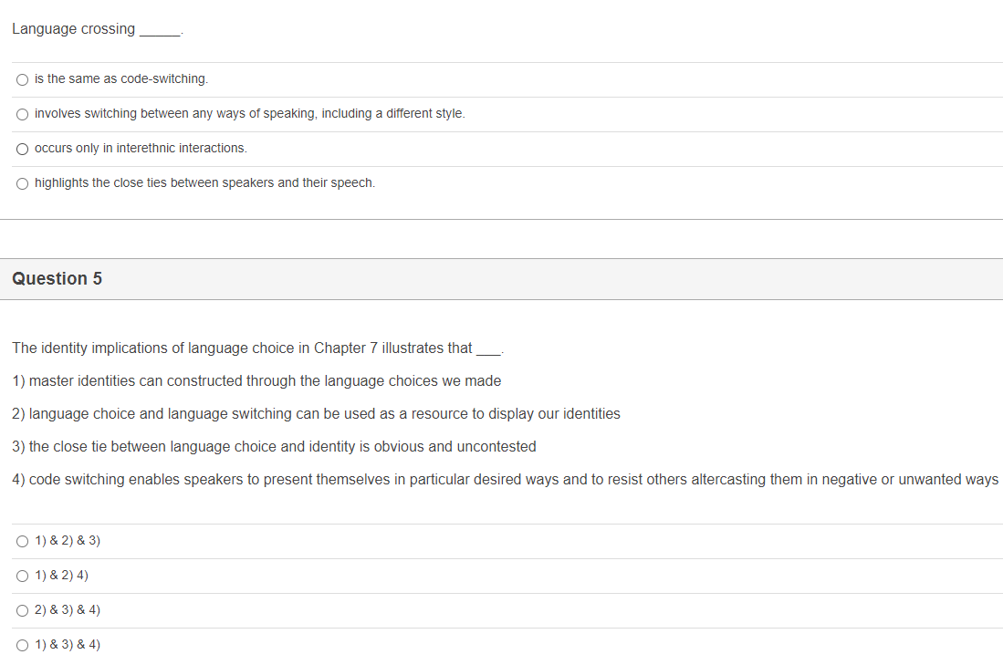 Solved Language crossing is the same as code-switching. | Chegg.com