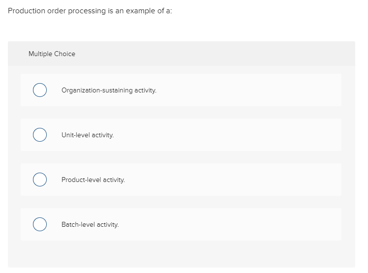Solved Production order processing is an example of a: | Chegg.com