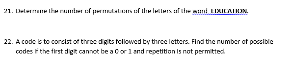 Solved 21. Determine the number of permutations of the | Chegg.com