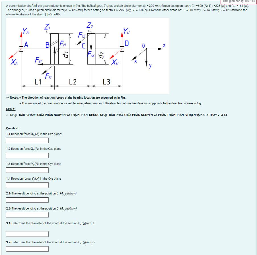 Solved Thời gian 30m lại U.244 A transmission shaft of the | Chegg.com