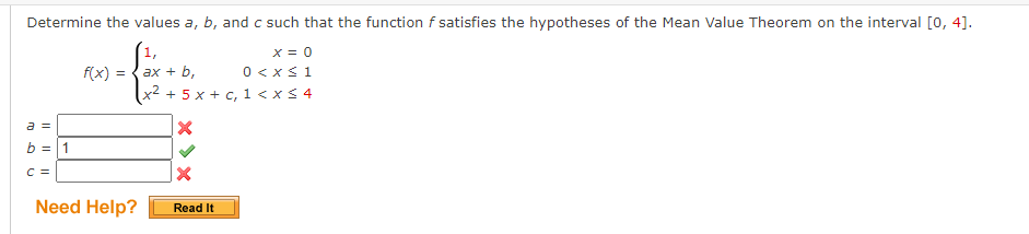Solved Determine the values a, b, and c such that the | Chegg.com
