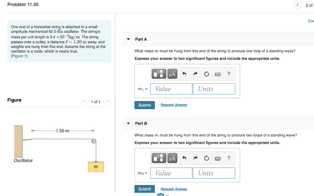 Solved Problem 11.55 2 of Cor Part A One end of a horizontal | Chegg.com