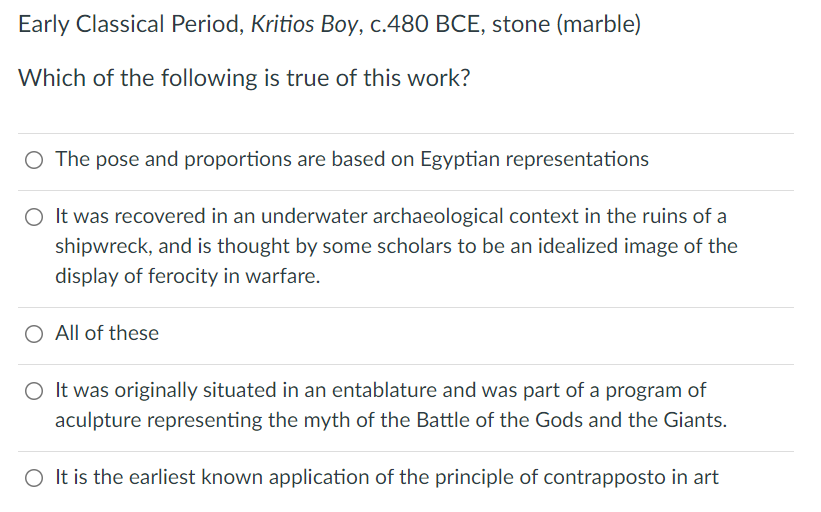 Early Classical Period, Kritios Boy, c.480 BCE, | Chegg.com